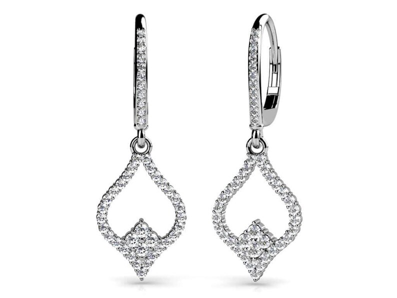 2 Ct Lab Grown Diamond Teardrop Dangle Earrings, Pavé Halo - Etsy
