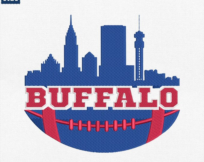 Buffalo Skyline Football Embroidery Design, Football City Silhouette ...