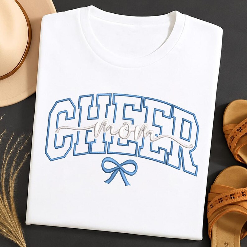 Cheer Mom Embroidery Design, Cheerleading Mom Script With Bow Machine ...