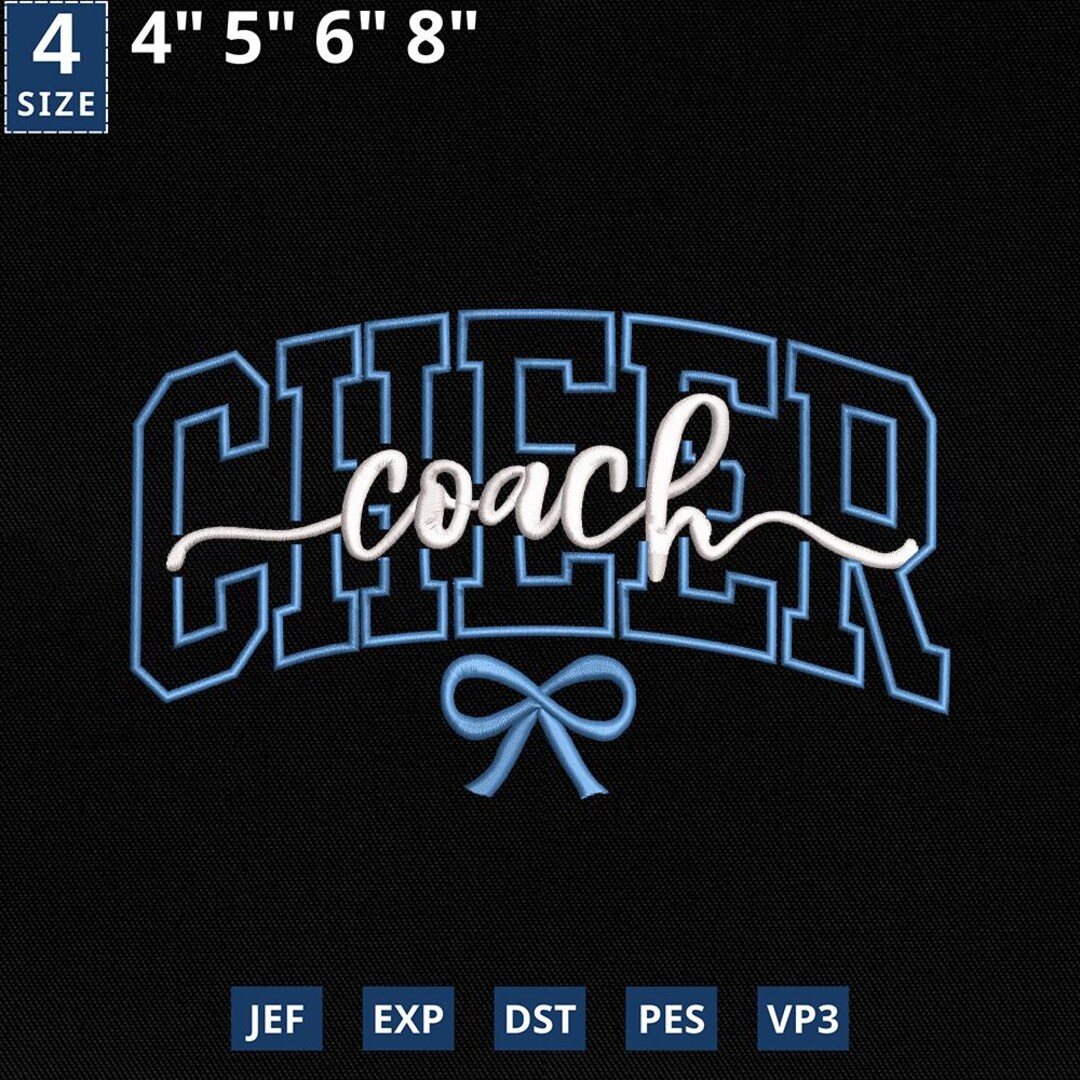 Cheer Coach Embroidery Design, Cheerleader Coach With Bow Embroidery ...