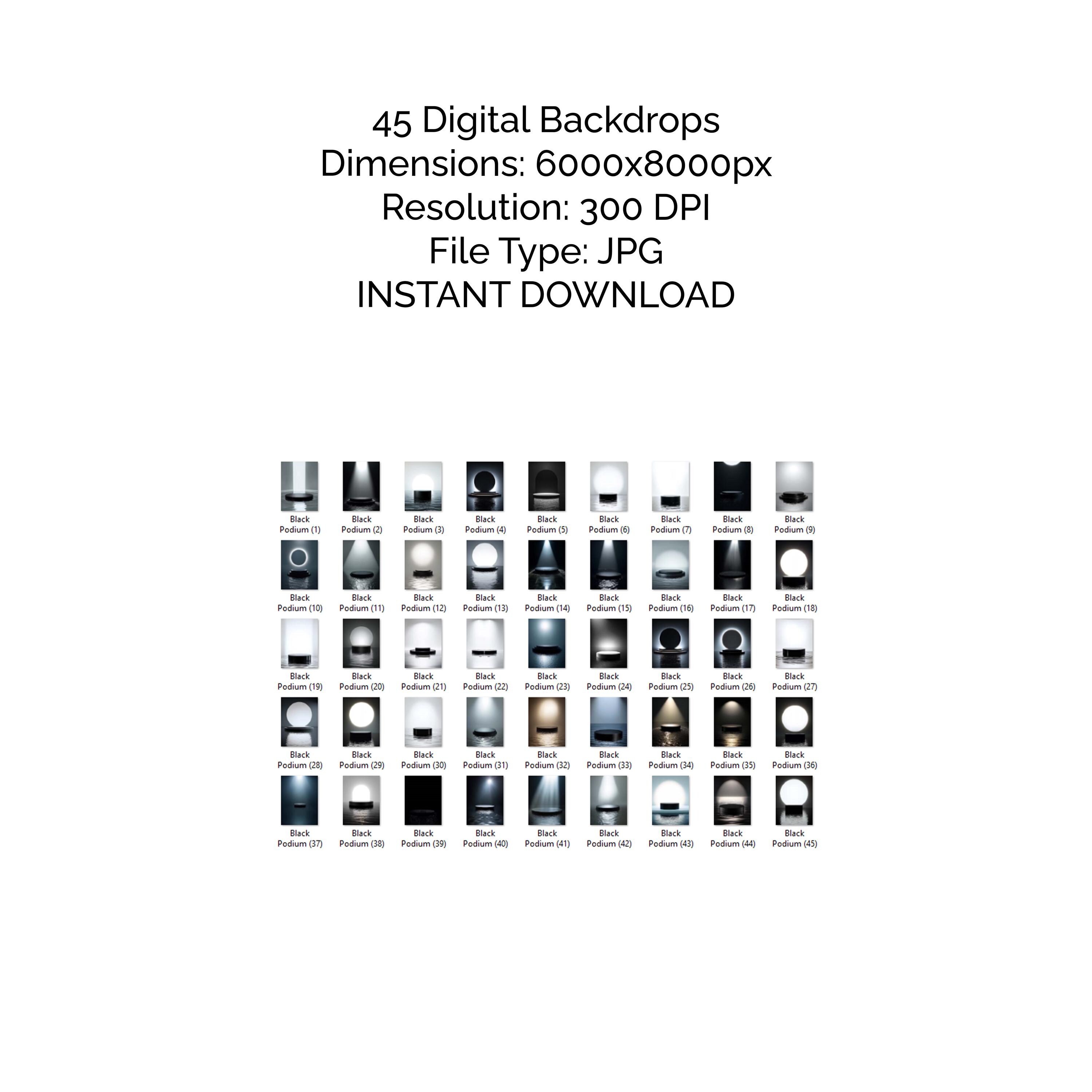 45 Black Podium Water Stage Maternity Digital Backdrops Dark Reflective ...