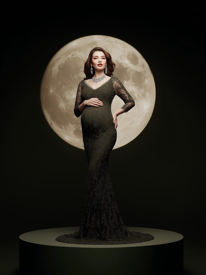 25 Moon Belle Set Digital Backdrops Maternity Podium Background Studio ...
