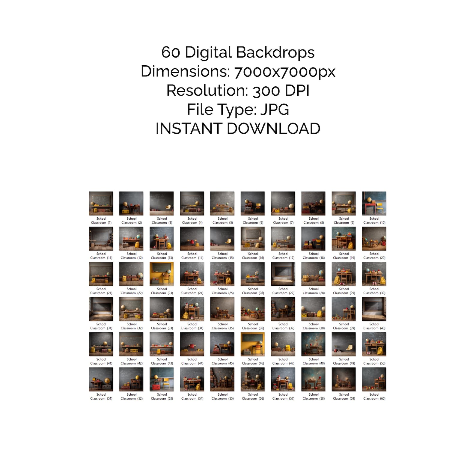 60 Preschool Classroom Digital Backdrops Back to School Backdrop ...