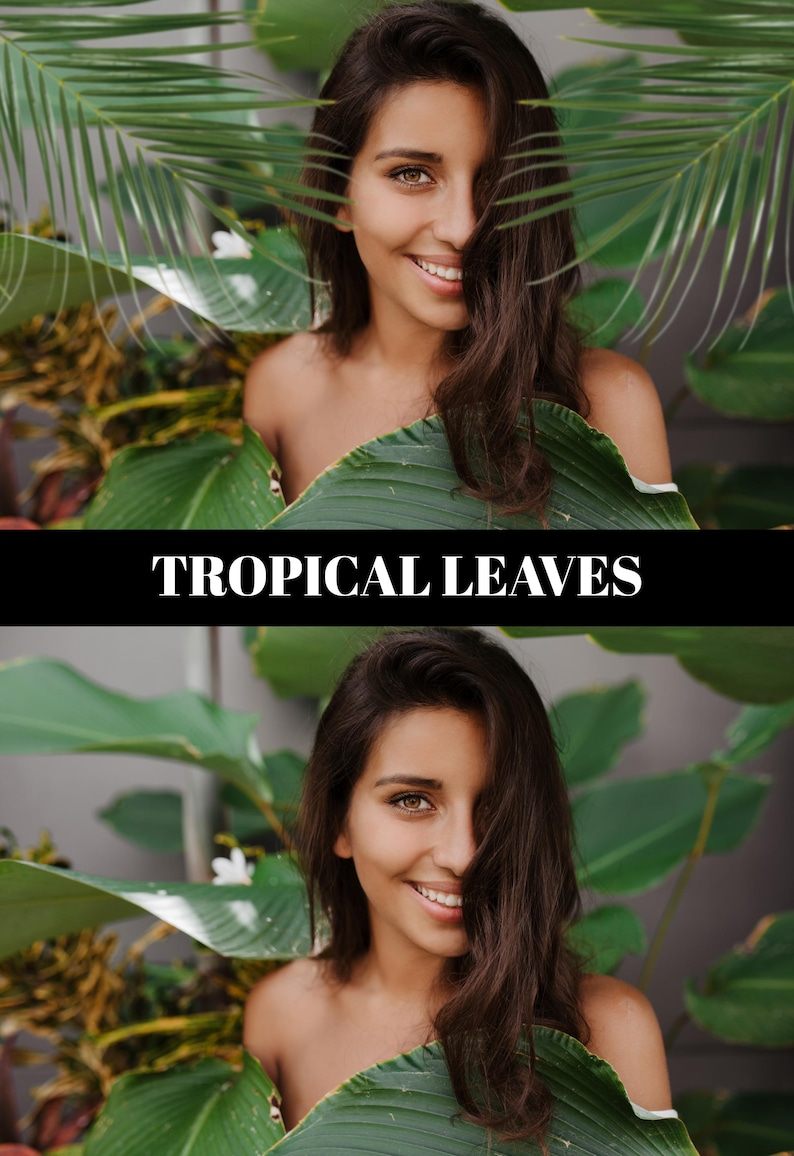 40 TROPICAL LEAVES Overlays Palm Leaf Digital Overlay Green Tropical ...