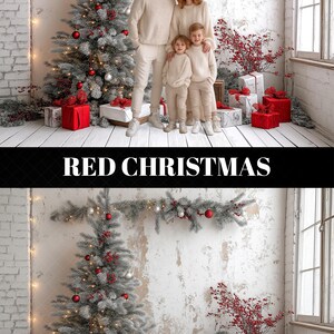 60 Red Christmas Digital Backdrops Holiday Christmas Background ...