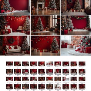 60 Red Christmas Digital Backdrops Holiday Christmas Background ...