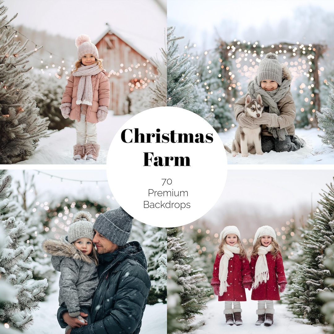 70 Christmas Tree Farm Digital Backdrops Winter Photography Backgrounds ...