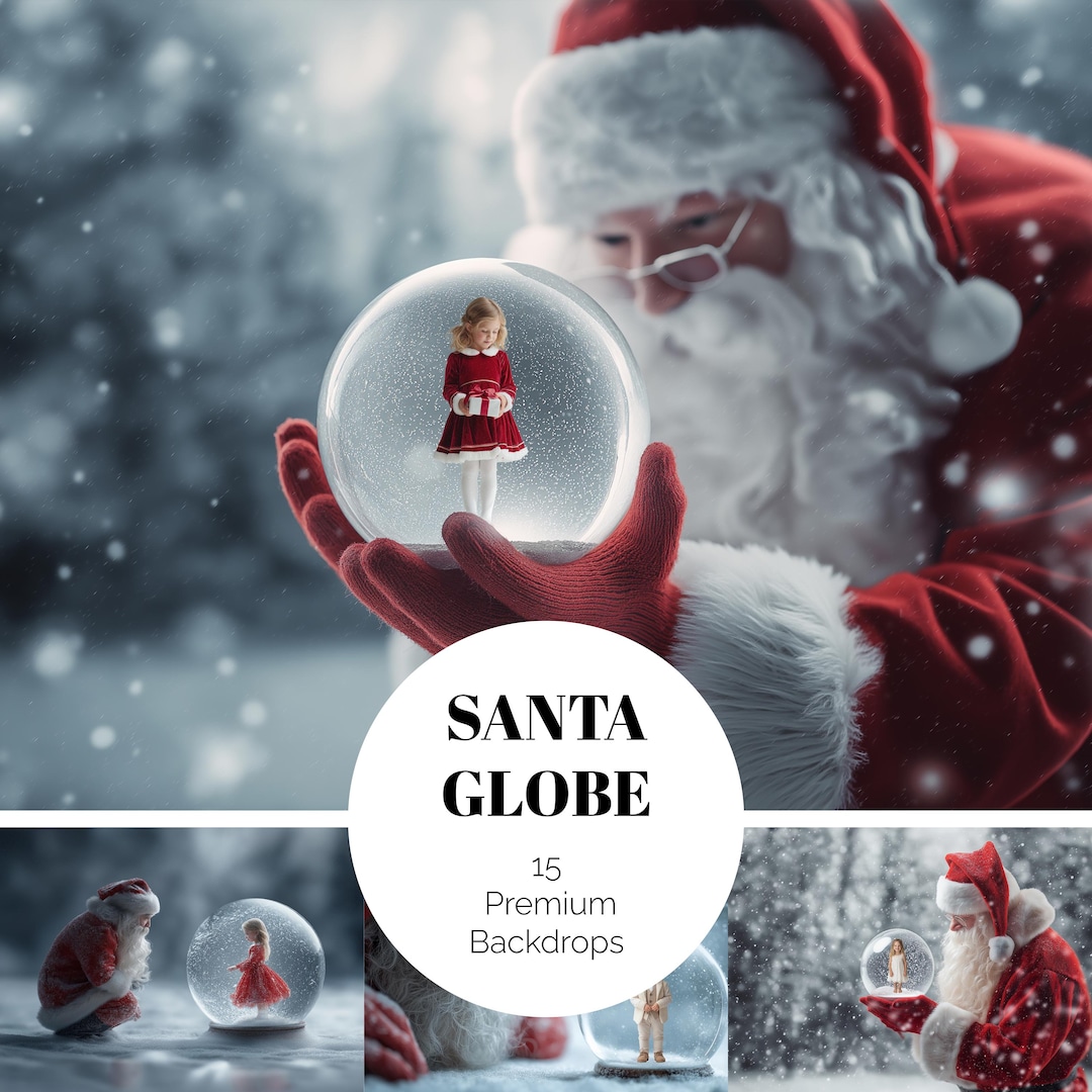 15 Santa's Snow Globe Christmas Digital Backdrops Winter Snow Holiday ...