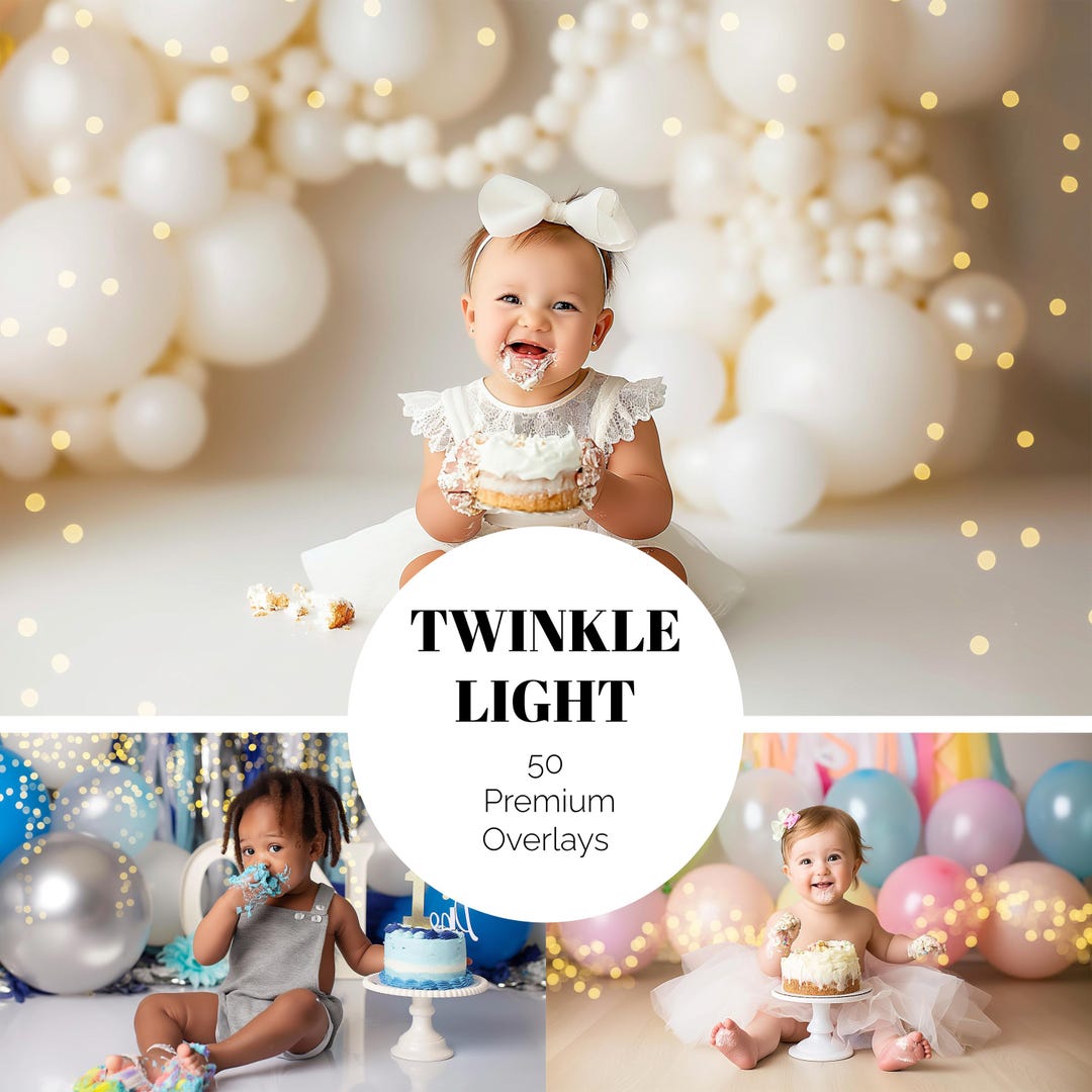 50 TWINKLE LIGHT Overlays Cake Smash Bokeh Realistic Newborn Twinkle ...
