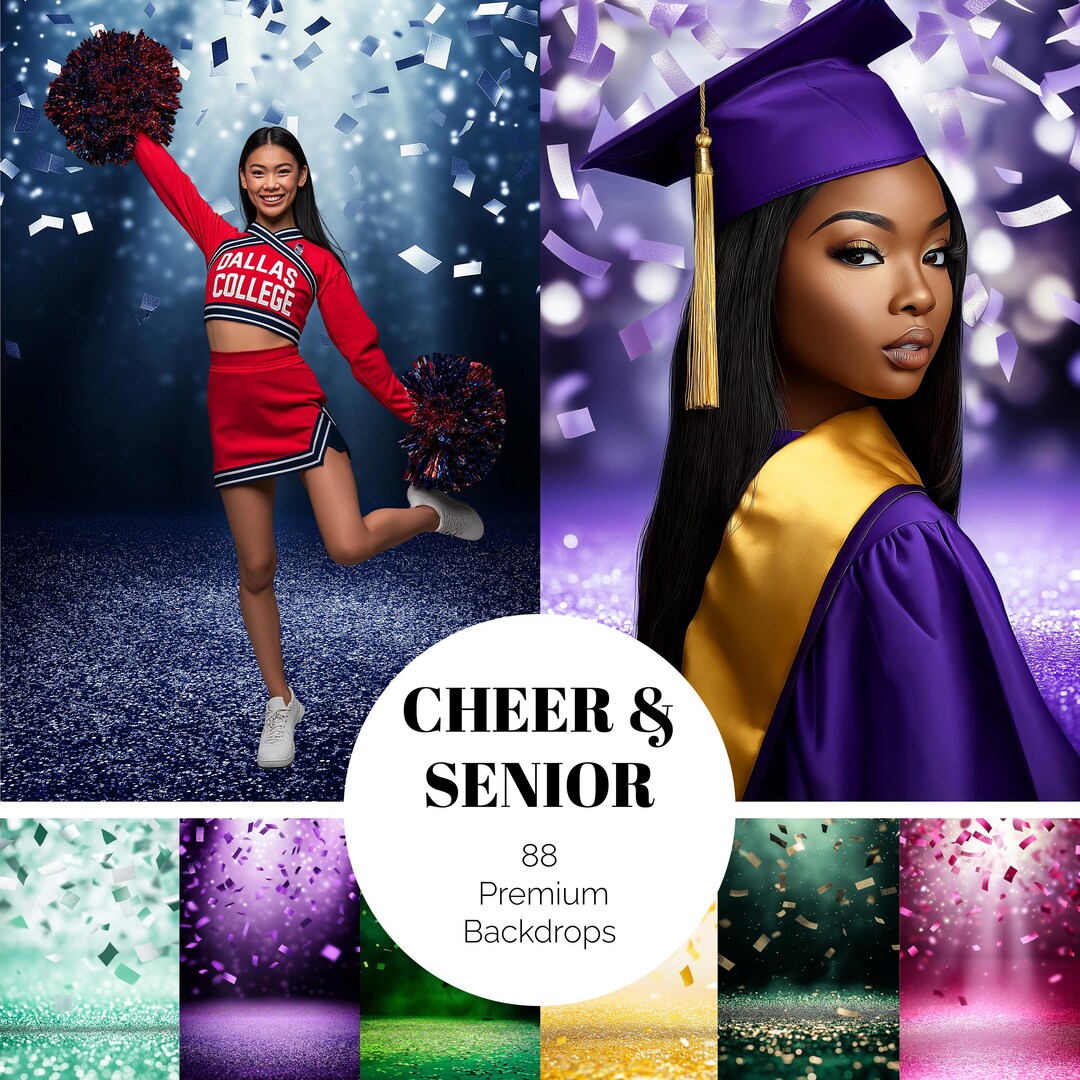 88 CHEER & GRADUATION Backdrops School Portraits Glitter Background for ...