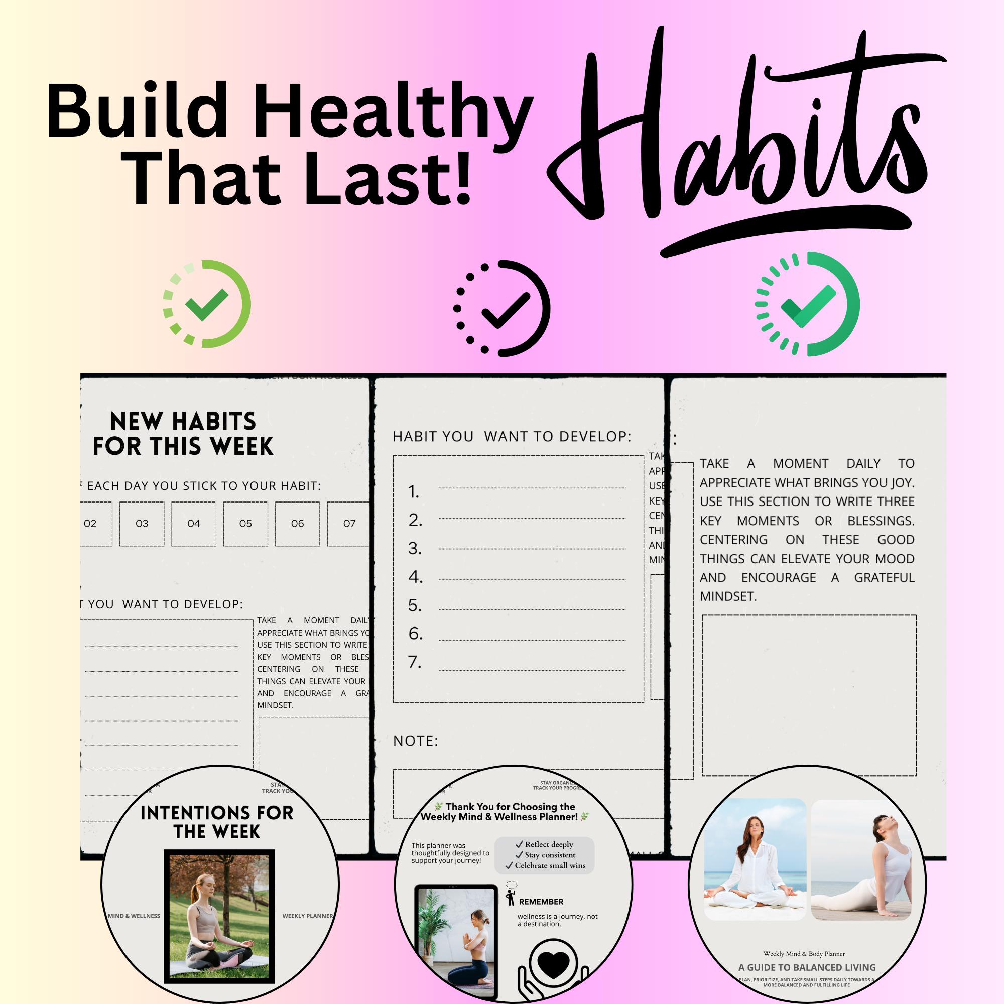 Weekly Wellness Planner Printable Self Care PDF Daily Habit Tracker ...