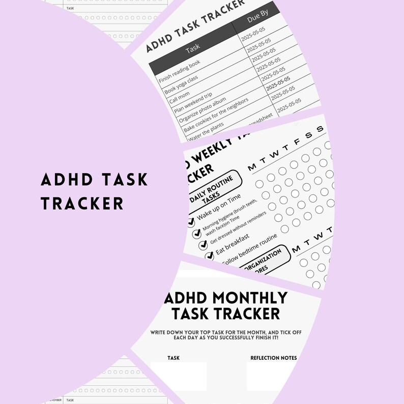 ADHD Task Tracker Printable Daily Task Scheduler Weekly to Do Planner ...