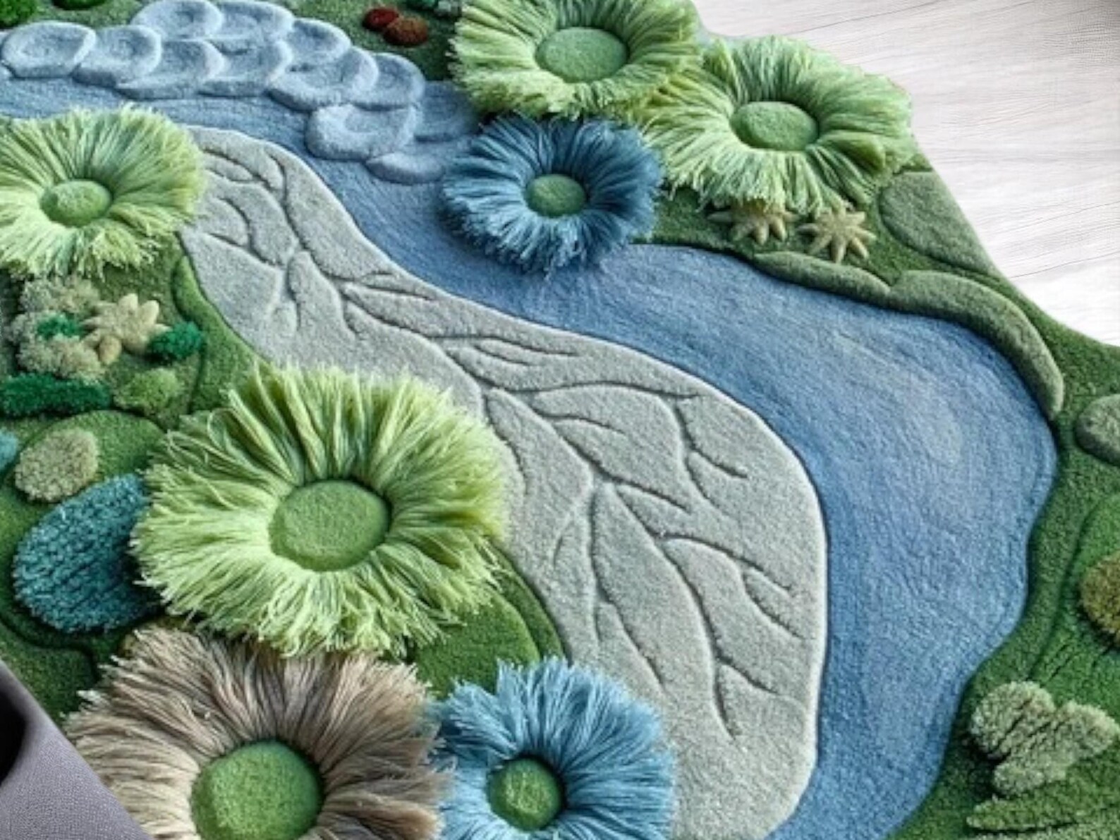 Thick Moss Rug - Green Blue Oasis Garden Rug - Tufted Rug - Area Rug - Luxury Rug - Unique Moss ...