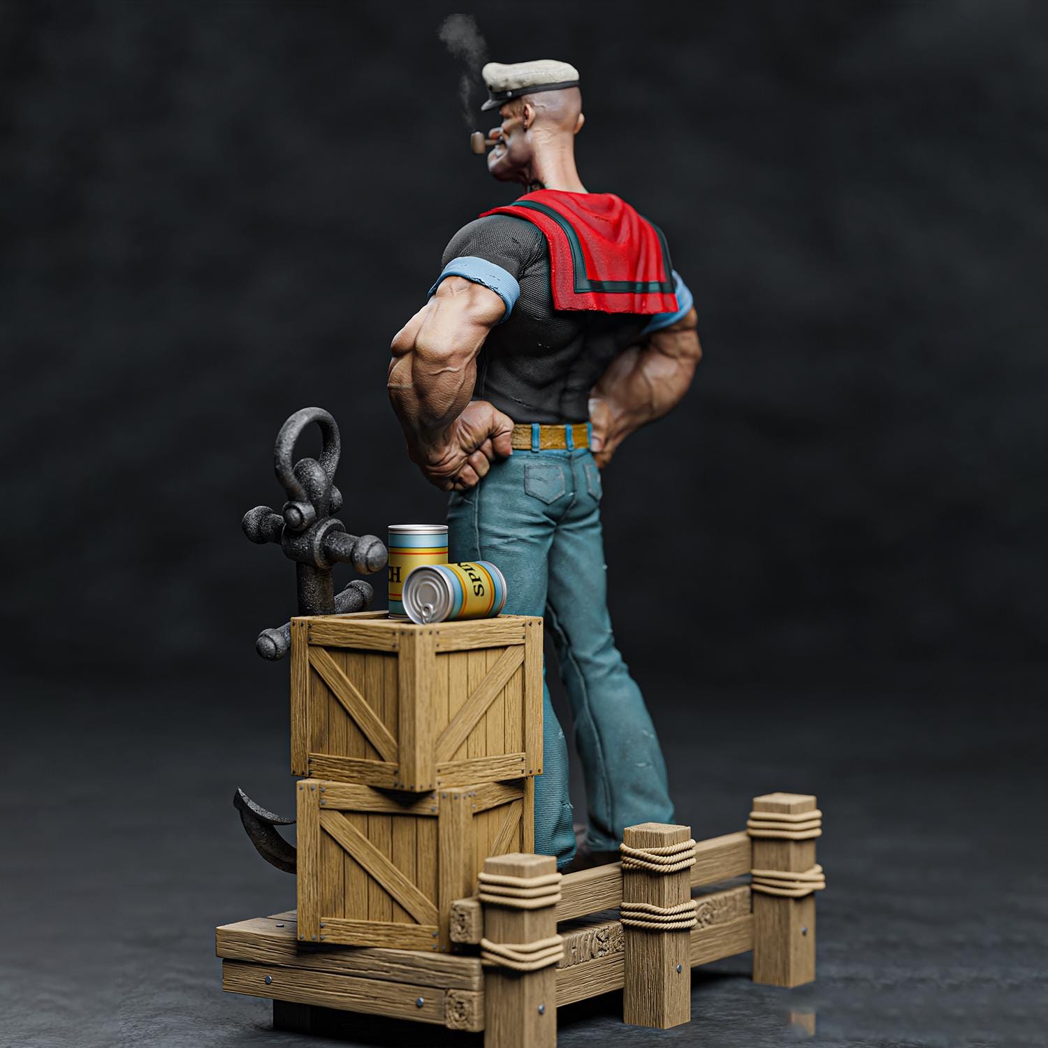 Popeye STL Statue | Fanart 1/6 Scale 3D Print File Diorama Model ...