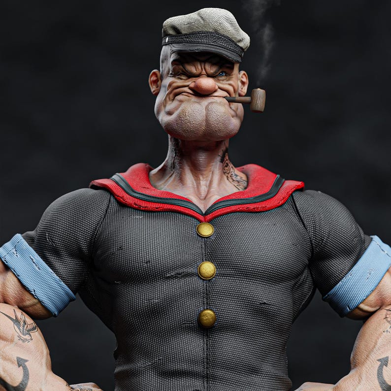 Popeye STL Statue | Fanart 1/6 Scale 3D Print File Diorama Model ...
