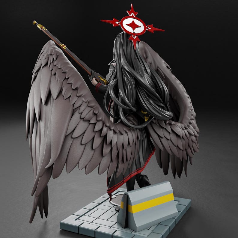 Gothic Dark Angel STL: Winged Warrior Statue 3D Print File (digital ...