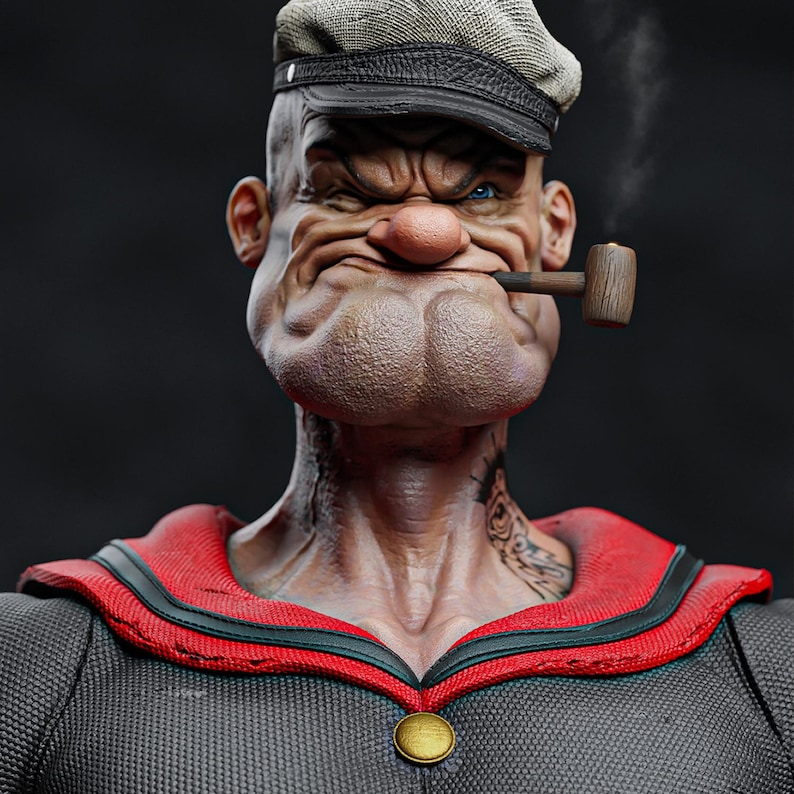 Popeye STL Statue | Fanart 1/6 Scale 3D Print File Diorama Model ...