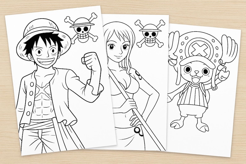 One Piece Coloring Pages to Print – Luffy, Nami, Usopp, Chopper & Sanji ...