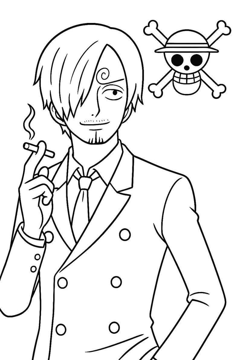 One Piece Coloring Pages to Print – Luffy, Nami, Usopp, Chopper & Sanji ...