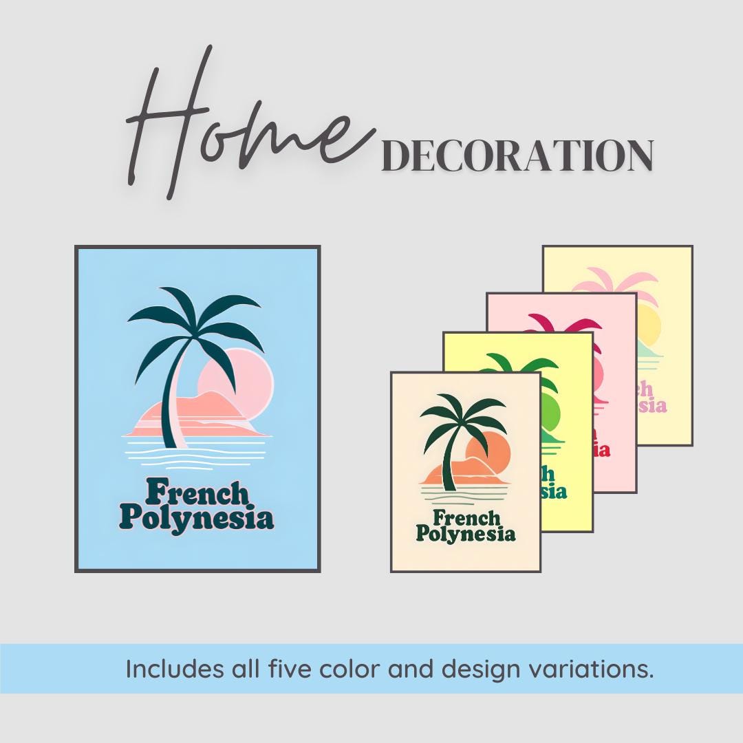 French Polynesia Pop Art Print – Digital Download – 5 Color Variants ...