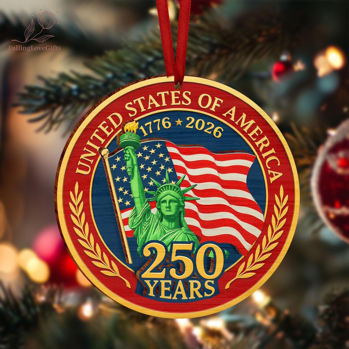 USA 250th Anniversary Ornament, 1776-2026 Liberty Bell Keepsake ...