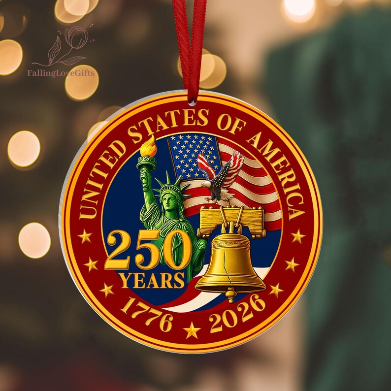 250 Years of America Ornament, Eagle Decor, 1776-2026 Liberty Bell ...