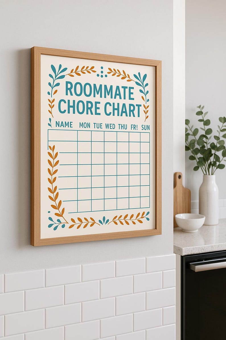 Roommate Chore Chart Printable | Weekly Household Task Tracker ...