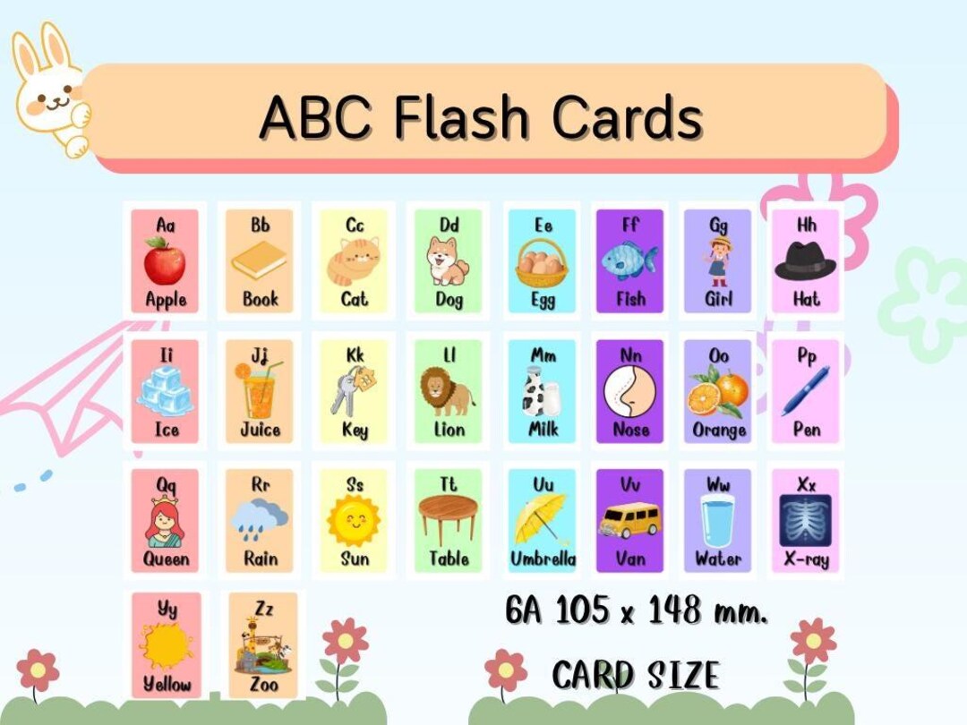 ABC Alphabet Flash Cards for Kids | Educational A6 Printable | PDF ...