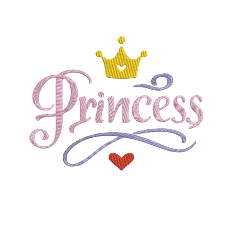Girly Embroidery Design, Princess Word Machine Embroidery File, Instant ...