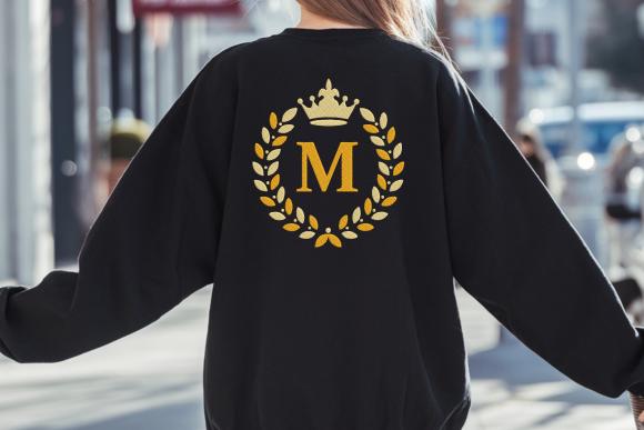 M Monogram Embroidery Design, Letter M With Royal Wreath Machine ...