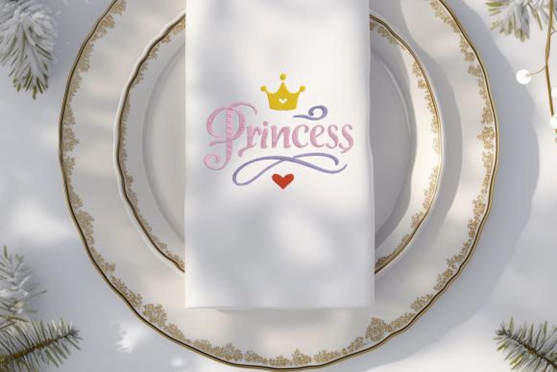 Girly Embroidery Design, Princess Word Machine Embroidery File, Instant ...