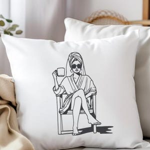 Spa Woman Embroidery Design, Linear Relax Lady Machine Embroidery File ...