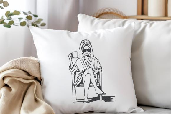 Spa Woman Embroidery Design, Linear Relax Lady Machine Embroidery File ...