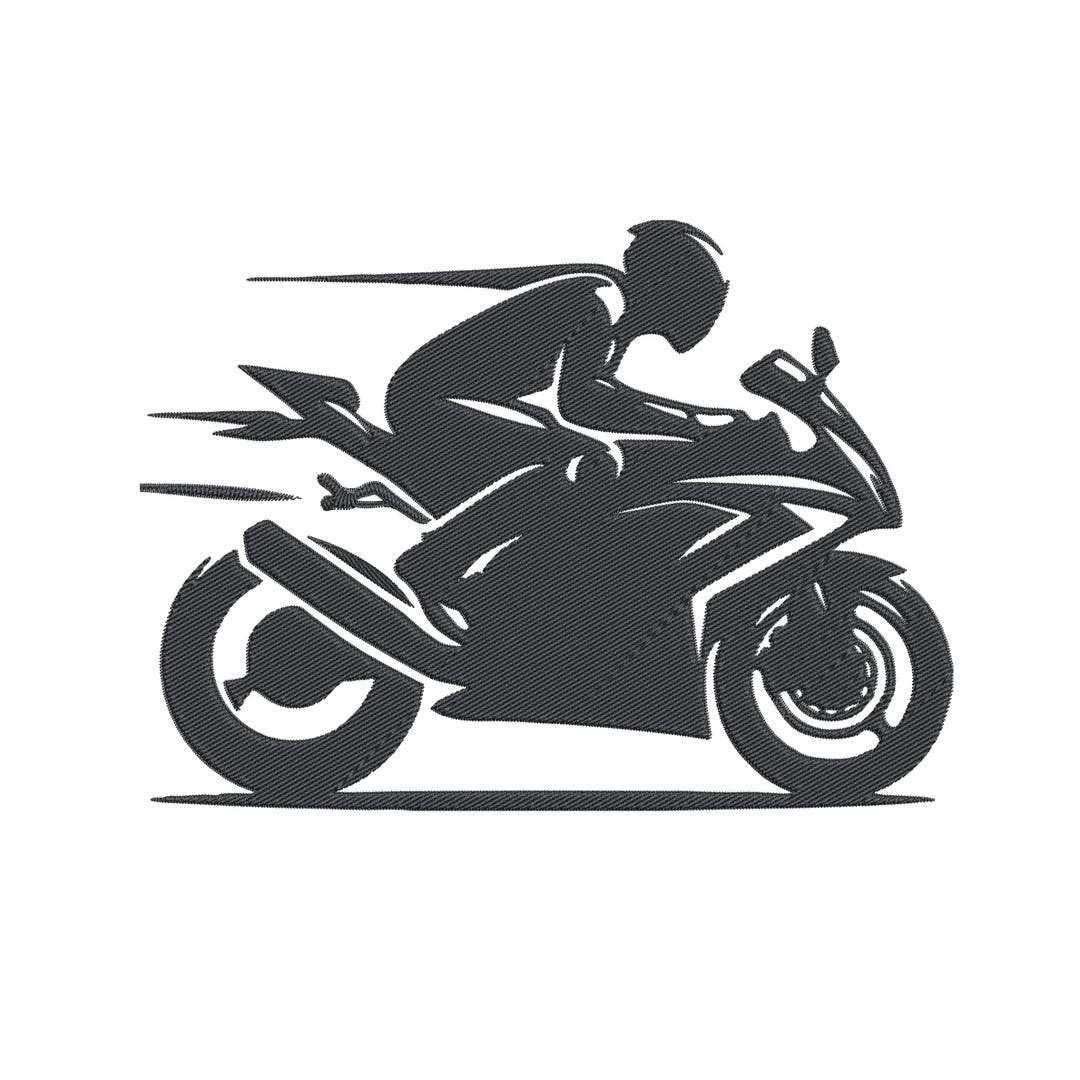 Motorcycle Embroidery Design, Man on Motorbike, Riding Motorcyclist ...