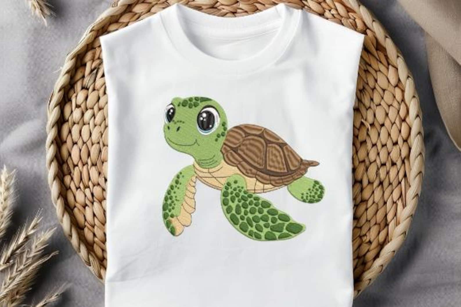 Turtle Embroidery Design, Cute Baby Turtle Machine Embroidery Design ...