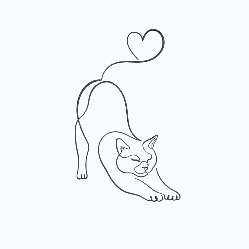 Cat Embroidery Design Kit - 5 Linear Kitty Machine Embroidery Designs ...