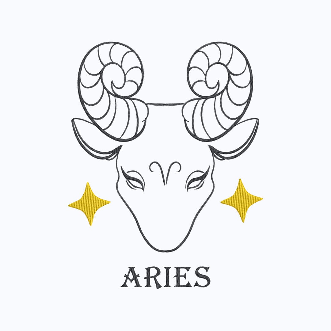 Horoscope Embroidery Design, Linear Aries Zodiac Sign Machine ...
