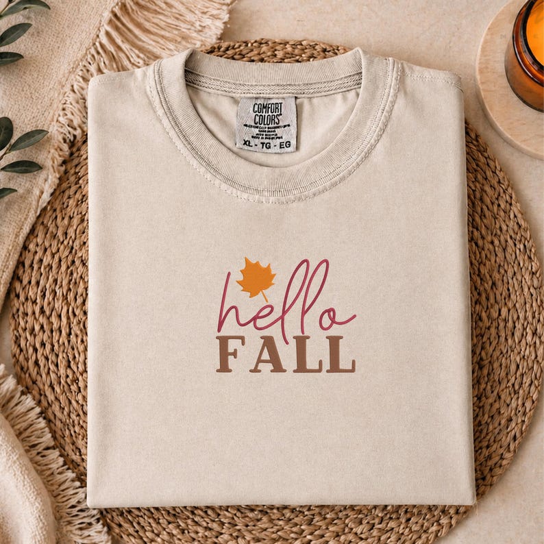 Autumn Embroidery Design, Hello Fall Title Machine Embroidery File ...