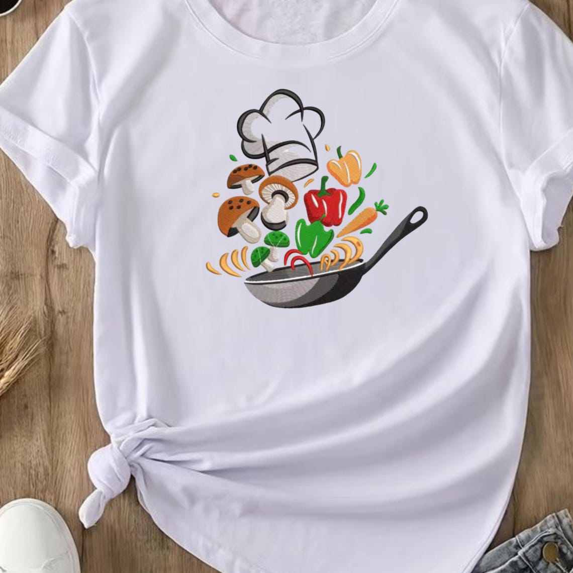 Kitchen Embroidery Design, Chef Hat and Vegetables Machine Embroidery ...