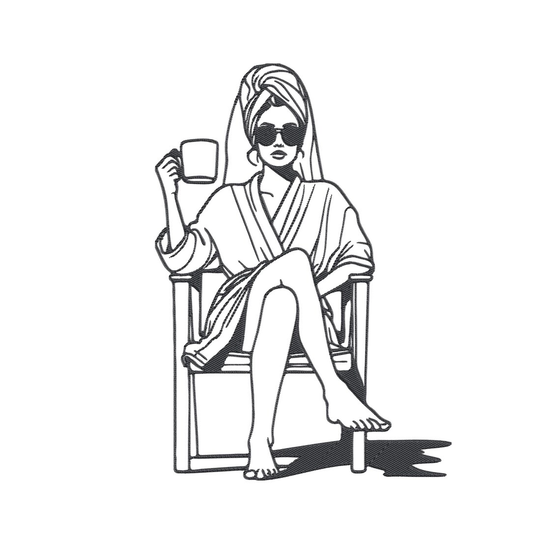 Spa Woman Embroidery Design, Linear Relax Lady Machine Embroidery File ...