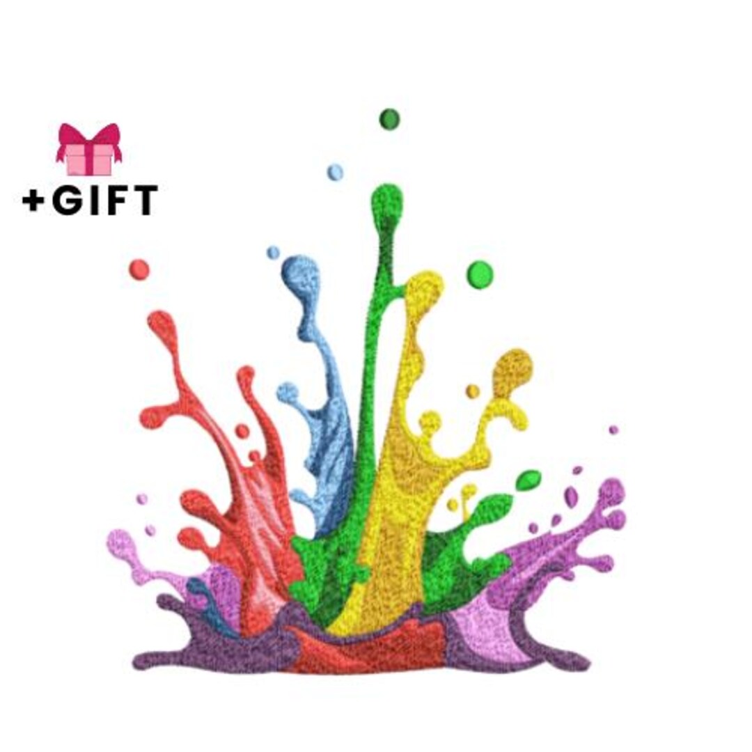 Explosion of Color Embroidery Design, Colorful Splash Machine ...