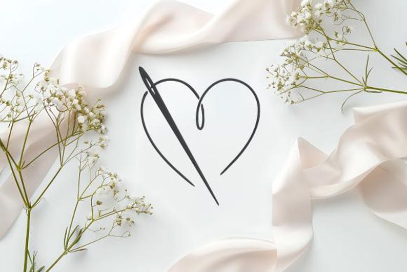 Sew Embroidery Design, Needle With Thread Heart Machine Embroidery File ...