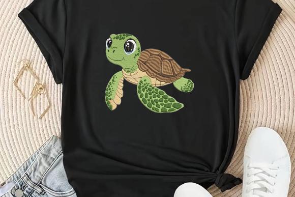 Turtle Embroidery Design, Cute Baby Turtle Machine Embroidery Design ...
