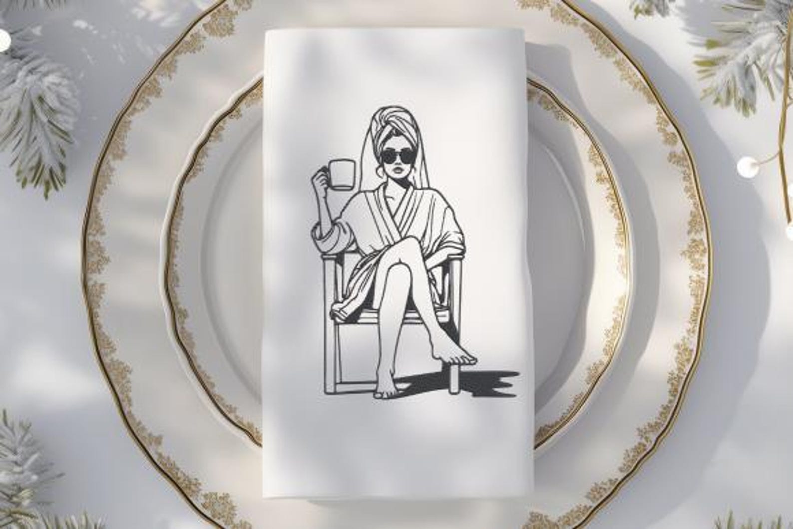 Spa Woman Embroidery Design, Linear Relax Lady Machine Embroidery File ...