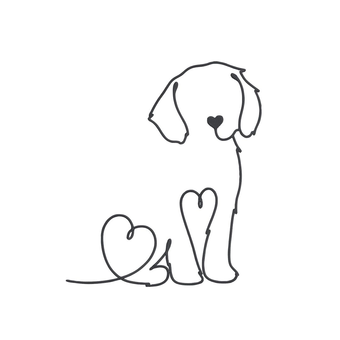 Puppy Embroidery Design, Linear Dog and Heart, Minimalistic Pet Machine ...