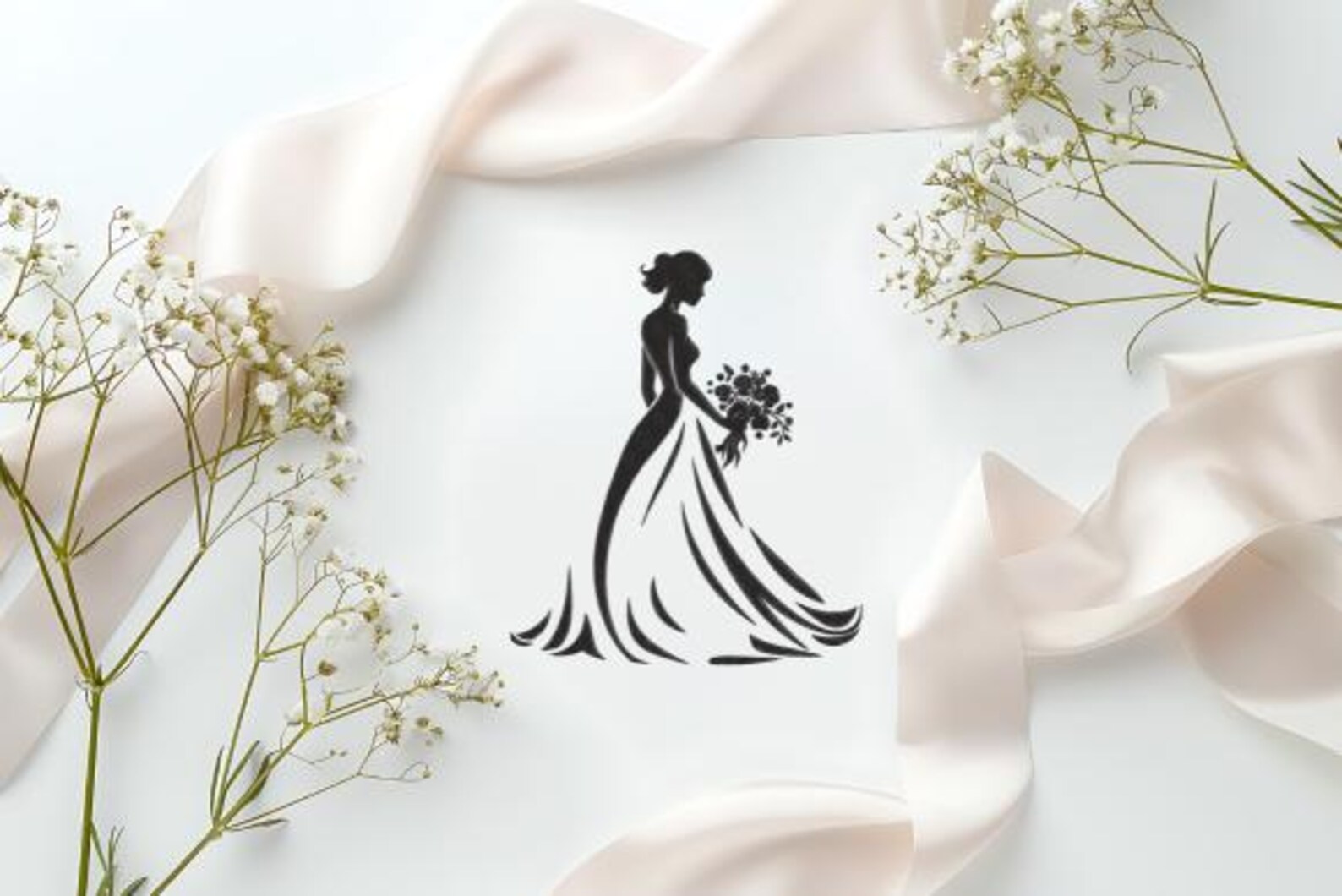 Wedding Embroidery Design, Elegant Bride, Minimalistic Bridal Dress ...