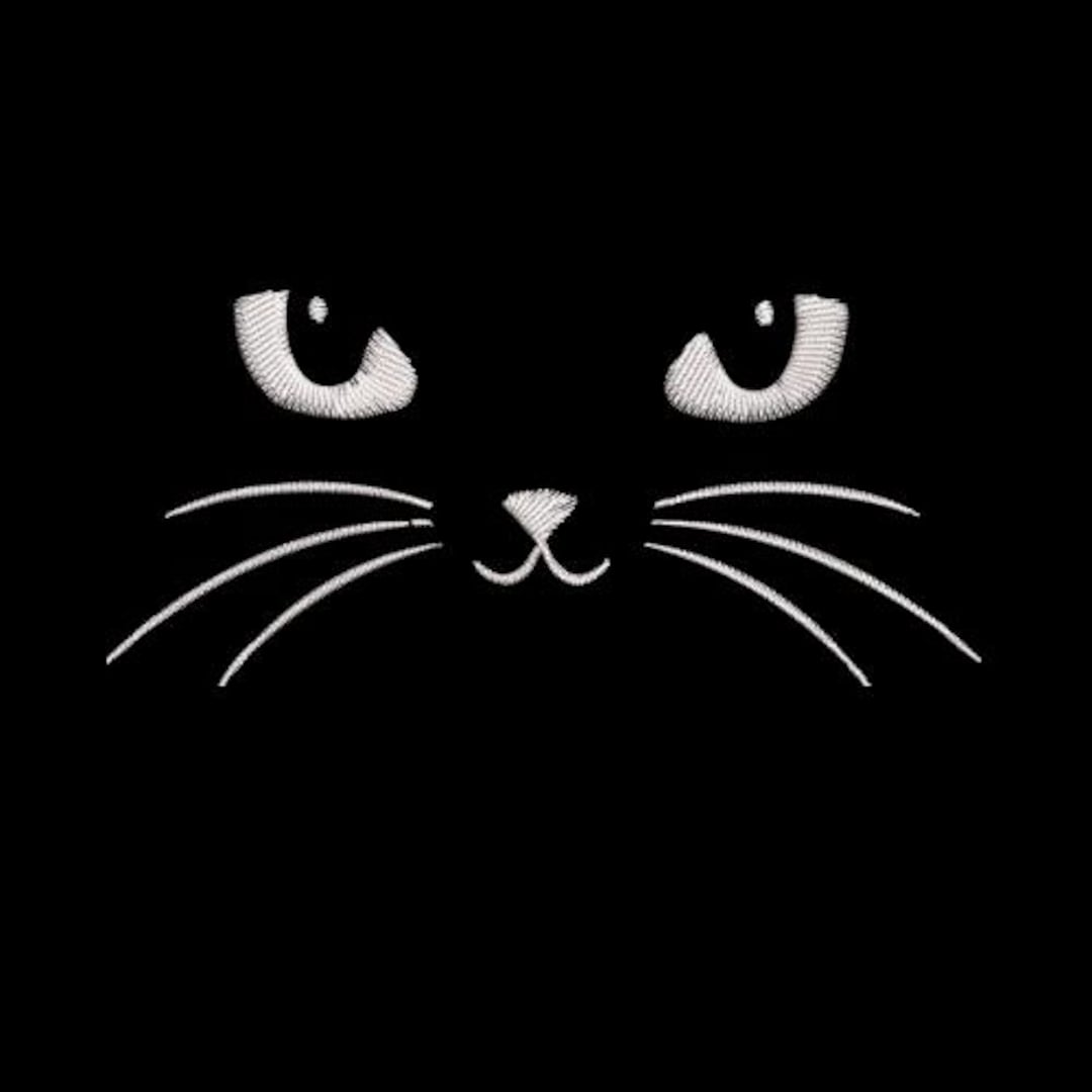 Mystic Black Cat Face Machine Embroidery Design - Minimalistic Line ...