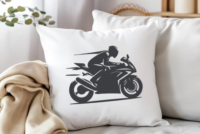 Motorcycle Embroidery Design, Man on Motorbike, Riding Motorcyclist ...
