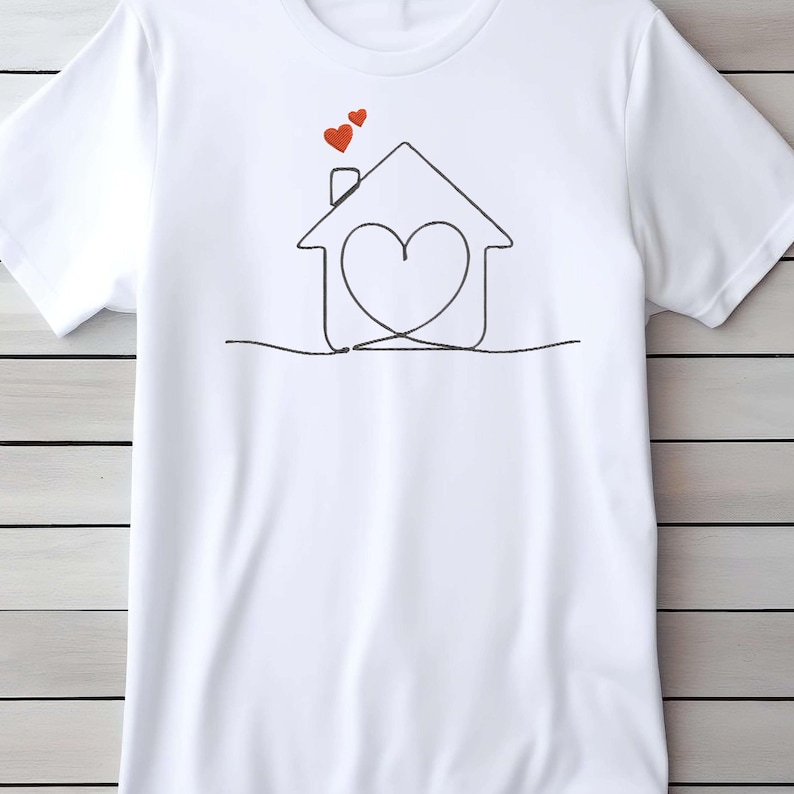 House Embroidery Design, Linear Home With Hearts Machine Embroidery ...