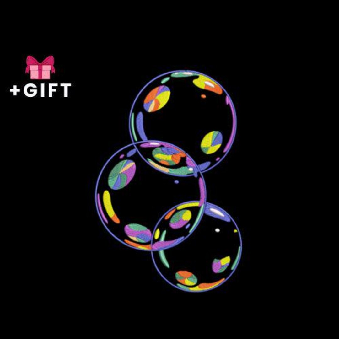 Bubbles Embroidery Design, Colorful Soap Bubbles Machine Embroidery ...